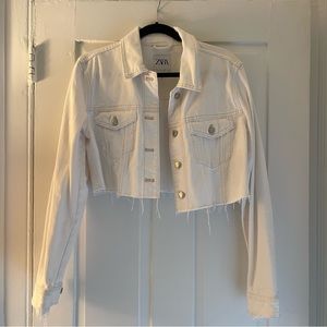 Jackets & Coats | Zara White Cropped Jean Jacket | Poshmark